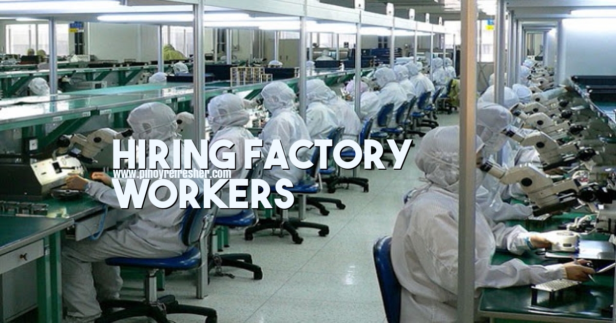 Taiwan Hiring: 500 Electronics Factory Workers for Jedegal | Apply ...